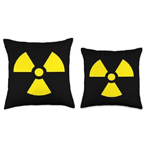 Radioactive RTR X-Ray Radioactivity Rad Tech Gifts Nuclear Radiotion Hazard Sign Caution Fallout Symbol Warning Throw Pillow, 16x16, Multicolor