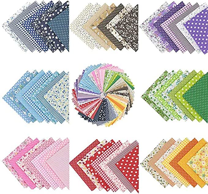 MOTTDAM 70 pcs Quilting Fabric Squares, 9.8"x 9.8" (25cm x 25cm) Cotton Quilting Fabric Floral Printed Fat Squares Fabric Bundles ​for Patchwork Sewing DIY Craft