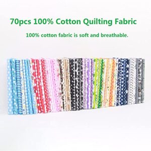 MOTTDAM 70 pcs Quilting Fabric Squares, 9.8"x 9.8" (25cm x 25cm) Cotton Quilting Fabric Floral Printed Fat Squares Fabric Bundles ​for Patchwork Sewing DIY Craft