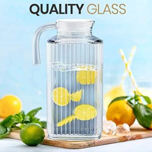 Fridge Pitcher – 60 OZ. Glass Water Fridge Pitcher with Lid By Home Essentials & Beyond Practical and Easy to use Fridge Pitcher Great for Lemonade, Iced Tea, Milk, Cocktails and more Beverages.