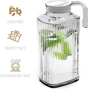 Fridge Pitcher – 60 OZ. Glass Water Fridge Pitcher with Lid By Home Essentials & Beyond Practical and Easy to use Fridge Pitcher Great for Lemonade, Iced Tea, Milk, Cocktails and more Beverages.