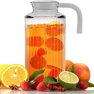 Fridge Pitcher – 60 OZ. Glass Water Fridge Pitcher with Lid By Home Essentials & Beyond Practical and Easy to use Fridge Pitcher Great for Lemonade, Iced Tea, Milk, Cocktails and more Beverages.