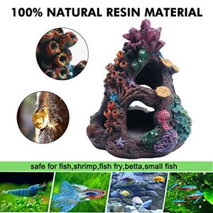 Aihotim Coral Aquarium Reef Decoration - Resin Fish Tank Mountain Cave Ornaments Betta Fish Sleep Rest House Hide Play Breed…