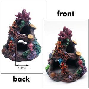 Aihotim Coral Aquarium Reef Decoration - Resin Fish Tank Mountain Cave Ornaments Betta Fish Sleep Rest House Hide Play Breed…