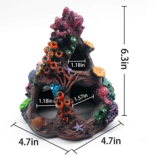 Aihotim Coral Aquarium Reef Decoration - Resin Fish Tank Mountain Cave Ornaments Betta Fish Sleep Rest House Hide Play Breed…