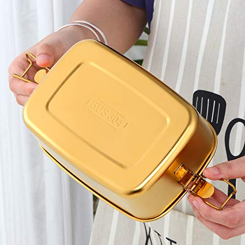 Buyer Star 2-in-1 Stainless Steel Bento Box,Snack PodSnack Container - Divided Food Container Holds 6 Cups of Food, Secure Locks-Dishwasher Safe Metal Lunch Container(rainbow)