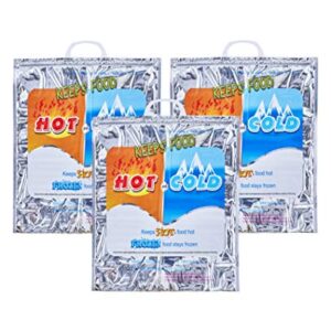 Pack of 3 Hot and Cold Insulated Bags- Food Storage for Frozen & Hot Items- Reusable Lunch Bags & Grocery Shopping Bags, Heavy Duty Refrigerated Totes, (16"x5.5"x19")