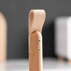 Paper towel holder LIU- Wooden Leather Handle Can Stand on The countertop or Hanging on The Wall for Home Kitchen Dining Living Room(Color:Beech)