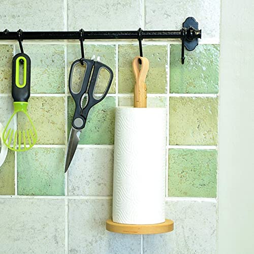 Paper towel holder LIU- Wooden Leather Handle Can Stand on The countertop or Hanging on The Wall for Home Kitchen Dining Living Room(Color:Beech)