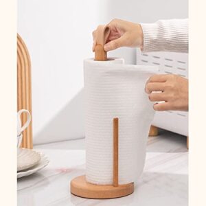 Paper towel holder LIU- Wooden Leather Handle Can Stand on The countertop or Hanging on The Wall for Home Kitchen Dining Living Room(Color:Beech)