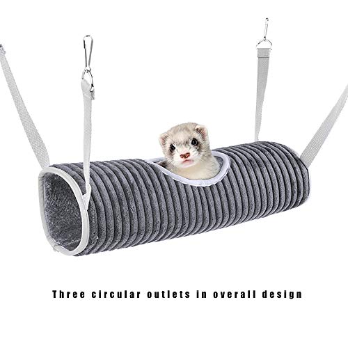 WOLEDOE Ferret Tunnel Hanging Hammock Bed, Small Animal Rats Squirrel Toy - Grey