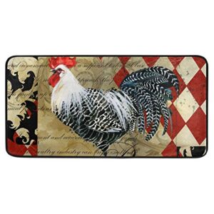 krafig rug rooster cock non slip mat area rug runners floor carpet for kitchen bedroom living room 39x20 inch