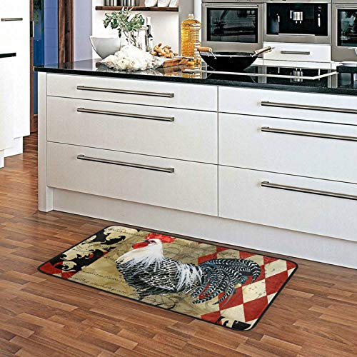 Krafig Rug Rooster Cock Non Slip Mat Area Rug Runners Floor Carpet for Kitchen Bedroom Living Room 39x20 Inch