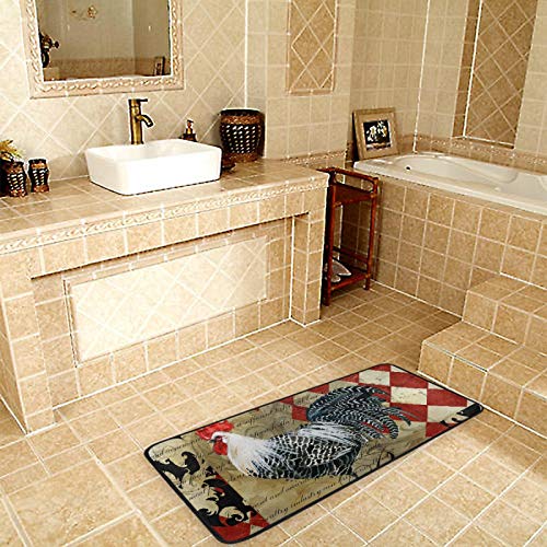 Krafig Rug Rooster Cock Non Slip Mat Area Rug Runners Floor Carpet for Kitchen Bedroom Living Room 39x20 Inch