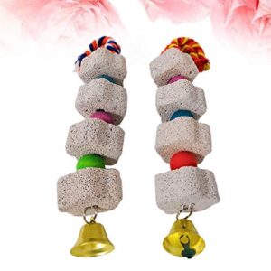 balacoo Parakeet Beak Stone- Bird Chewing Toys, 2PCS Mineral Rock Chewing Toys Star Shape with Bell for Parrot Parakeet