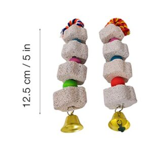 balacoo Parakeet Beak Stone- Bird Chewing Toys, 2PCS Mineral Rock Chewing Toys Star Shape with Bell for Parrot Parakeet