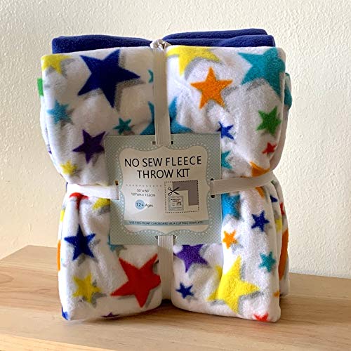 Bright Stars Anti-Pill No-Sew Throw Fleece Fabric Kit (50x60)