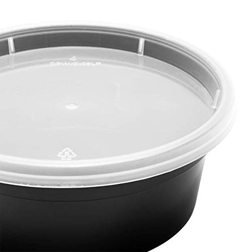 Karat 8 oz Black PP Injection Molded Round Deli Containers with Lids - 240 Sets