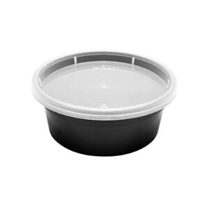 Karat 8 oz Black PP Injection Molded Round Deli Containers with Lids - 240 Sets