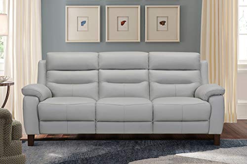 Armen Living Hayward 82" Dove Gray Leather Power Reclining Sofa