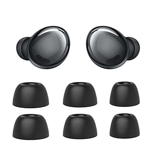 3 Pairs Memory Foam Ear Tips for Samsung Galaxy Buds Pro,Ear Tips Replacement with Three Sizes S/M/L,No Silicone Eartips Pain Reducing Noise Earbuds Anti-Slip Replacement Ear,Fit in The Case(Black)