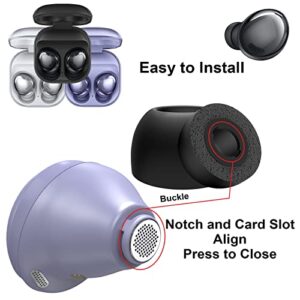 3 Pairs Memory Foam Ear Tips for Samsung Galaxy Buds Pro,Ear Tips Replacement with Three Sizes S/M/L,No Silicone Eartips Pain Reducing Noise Earbuds Anti-Slip Replacement Ear,Fit in The Case(Black)