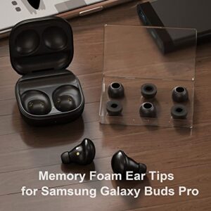 3 Pairs Memory Foam Ear Tips for Samsung Galaxy Buds Pro,Ear Tips Replacement with Three Sizes S/M/L,No Silicone Eartips Pain Reducing Noise Earbuds Anti-Slip Replacement Ear,Fit in The Case(Black)