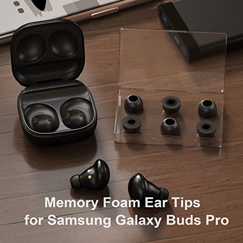 3 Pairs Memory Foam Ear Tips for Samsung Galaxy Buds Pro,Ear Tips Replacement with Three Sizes S/M/L,No Silicone Eartips Pain Reducing Noise Earbuds Anti-Slip Replacement Ear,Fit in The Case(Black)