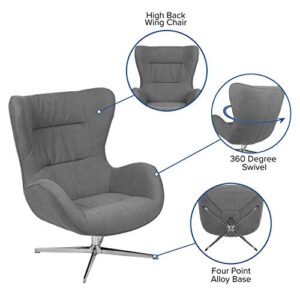 Flash Furniture Rally Gray Fabric Swivel Wing Chair