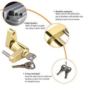 CZC AUTO Trailer Lock Dia 1/4 Inch, Coupler Lock 3/4 Inch Span Trailer Hitch Lock with Keys Trailer Coupler Lock for Tow Boat RV Truck Car's Coupler (1 Pack, Brass)