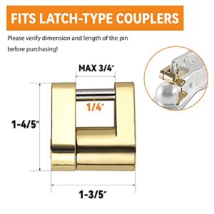 CZC AUTO Trailer Lock Dia 1/4 Inch, Coupler Lock 3/4 Inch Span Trailer Hitch Lock with Keys Trailer Coupler Lock for Tow Boat RV Truck Car's Coupler (1 Pack, Brass)