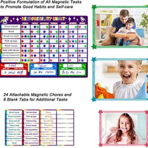 Magnetic Chore Chart, Responsibility Reward Chart for Multiple Kids Toddlers Unicorn Good Behavior Reward Chart for Fridge at Home Gift for Children - Dry Erasable, Purple