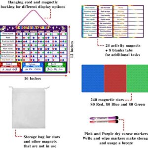 Magnetic Chore Chart, Responsibility Reward Chart for Multiple Kids Toddlers Unicorn Good Behavior Reward Chart for Fridge at Home Gift for Children - Dry Erasable, Purple