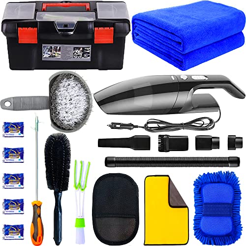 LIANXIN Car Interior Detailing Kit -High Power Handheld Vacuum, Car Cleaning Kit, with Microfiber Towels, Brush Set