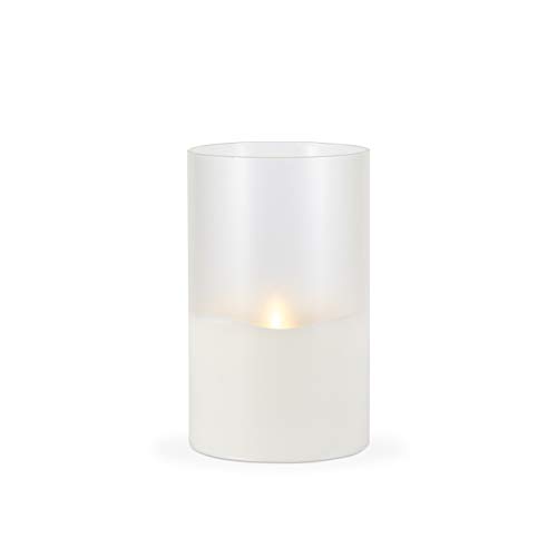 5-in D x 8-in H Hand Poured Wax Candle in Frosted Glass with Exclusive Illumaflame™ Glow