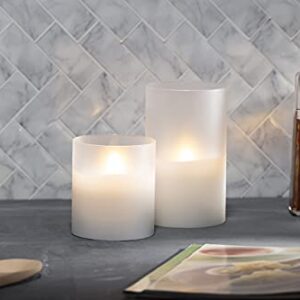 5-in D x 8-in H Hand Poured Wax Candle in Frosted Glass with Exclusive Illumaflame™ Glow