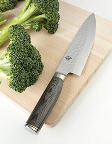 Shun Cutlery Premier Grey Chef's 8”, Thin, Light Kitchen Knife, Ideal for All-Around Food Preparation, Authentic, Handcrafted Japanese Knife, Professional Chef Knife