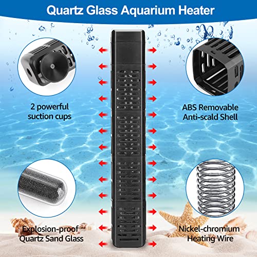 HiTauing Aquarium Heater, Upgraded 300W/500W Fish Tank Heater with Intelligent Leaving Water Automatically Stop Heating and Advanced Temperature Control System, Suitable for Saltwater and Freshwater