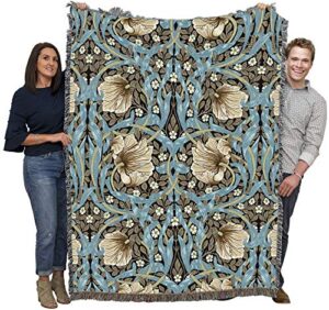 pure country weavers william morris pimpernel vanilla blanket - arts & crafts - gift tapestry throw woven from cotton - made in the usa (72x54)