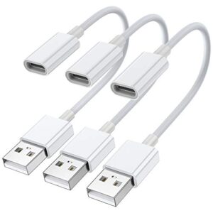 usb c female to usb male adapter (3-pack),type c to usb a charger cable adapter,compatible with iphone 14 pro 13 12 11 plus max,ipad,samsung galaxy note 10 s23 s22 s21 plus ultra,google pixel(white)