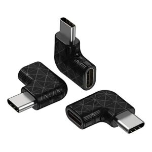 usb c right angle adapter,90 degree usb c to usb type-c male to female adapter (3 pack). support usb-c 3.1 pd 100w quick charge 480mb/s data transfer,for laptop & tablet & mobile phone -black