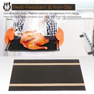 PetsHome Placemats, Washable and Heat-Resistant Table Mats, Non-Slip Woven PVC Placemats for Dining Table Sets of 4 Black