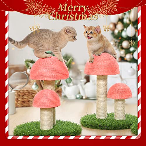 Cat Scratching Post, Mushroom Claw Scratching Post for Kitty, Natural Sisal Cat Scratchers Pole, 15x12 Inch Cat Interactive Toys (Pink)