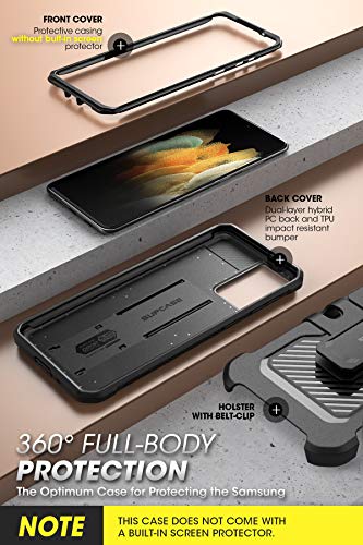 SUPCASE Unicorn Beetle Pro Series Case Designed for Samsung Galaxy S21 Ultra 5G (2021 Release), Full-Body Dual Layer Rugged Holster & Kickstand Case Without Built-in Screen Protector (Black)