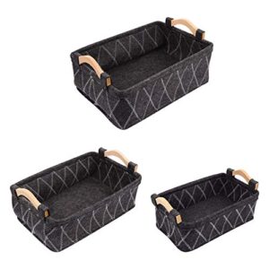 cabilock drawer organizer collapsible storage basket felt fabric baskets storage bins organizer boxes containers for underwear socks bra towel toiletry storage basket with handles 3 pcs shelf bracket