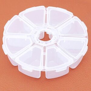 8 Grids Plastic Clear Round Storage Case Box Organizer Container Jewelry Box Sewing Box Pill Organizer Pill Box Case Diamond Storage Box Beads Organizer Case for Jewelry Beads Guitar Picks Clear