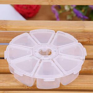 8 Grids Plastic Clear Round Storage Case Box Organizer Container Jewelry Box Sewing Box Pill Organizer Pill Box Case Diamond Storage Box Beads Organizer Case for Jewelry Beads Guitar Picks Clear