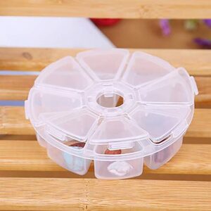 8 Grids Plastic Clear Round Storage Case Box Organizer Container Jewelry Box Sewing Box Pill Organizer Pill Box Case Diamond Storage Box Beads Organizer Case for Jewelry Beads Guitar Picks Clear