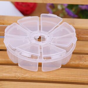 8 Grids Plastic Clear Round Storage Case Box Organizer Container Jewelry Box Sewing Box Pill Organizer Pill Box Case Diamond Storage Box Beads Organizer Case for Jewelry Beads Guitar Picks Clear