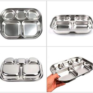 Stainless Steel Divided Tray Plate Diet Plate Diet Food Control Storage With Lock Lids